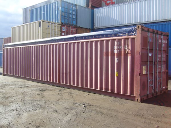 TRS STOCKS Used 40ft L X 8'6' H removable canvas opentop containers